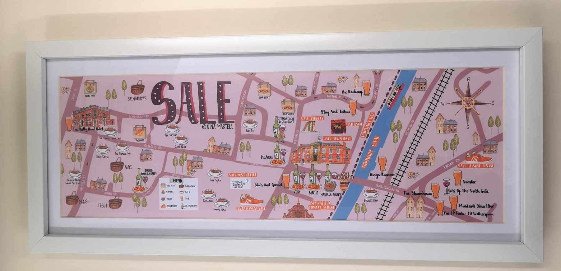 Sale Map. Illustrated map of Sale by Nina Martell. Sale Town Centre ...