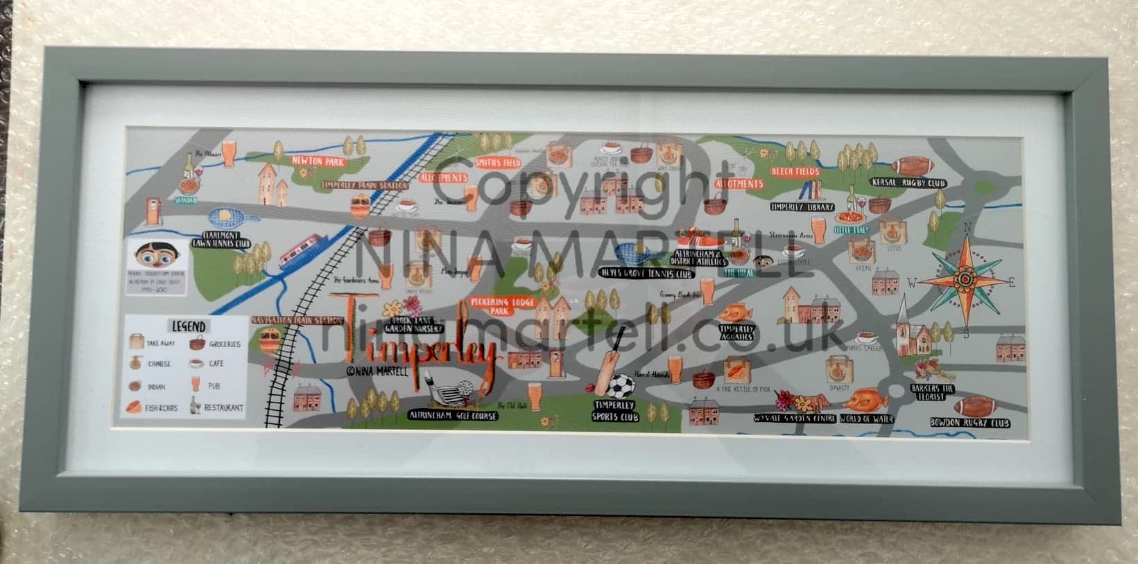 Unique illustrated maps of Timperley in various colours by Nina Martell ...